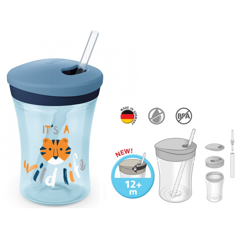 NUK Pahar Evolution Action din polipropilenă, albastru, 230 ml. | Kidso.ro